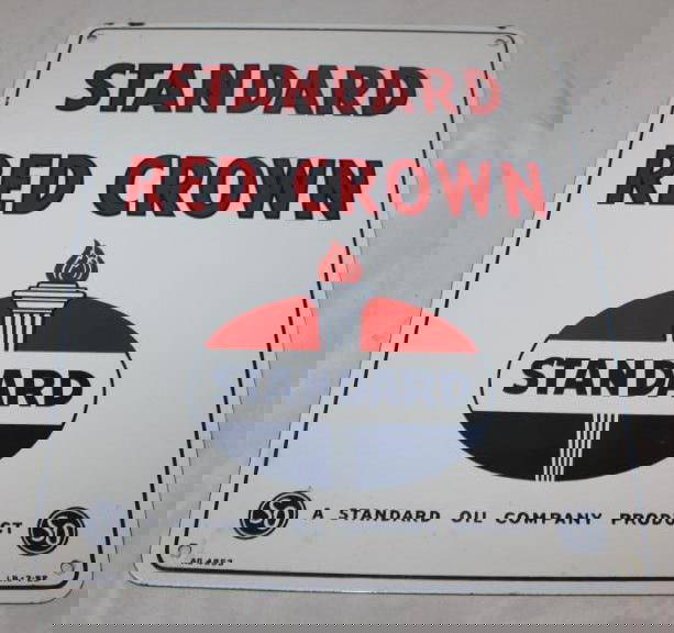 Standard Red Crown Porcelain Gas Pump Plate Sign Auction