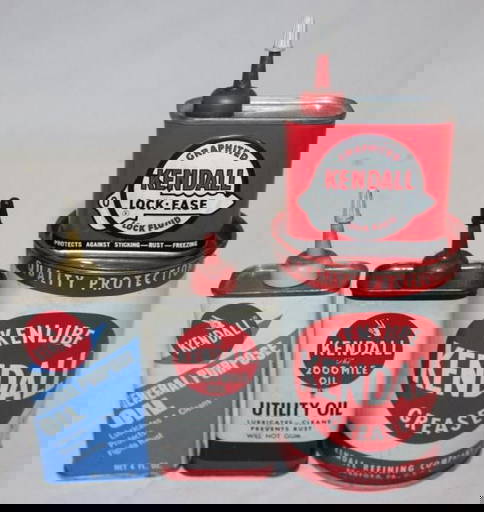 Group Of 4 Kendall Grease Cans And Oilers