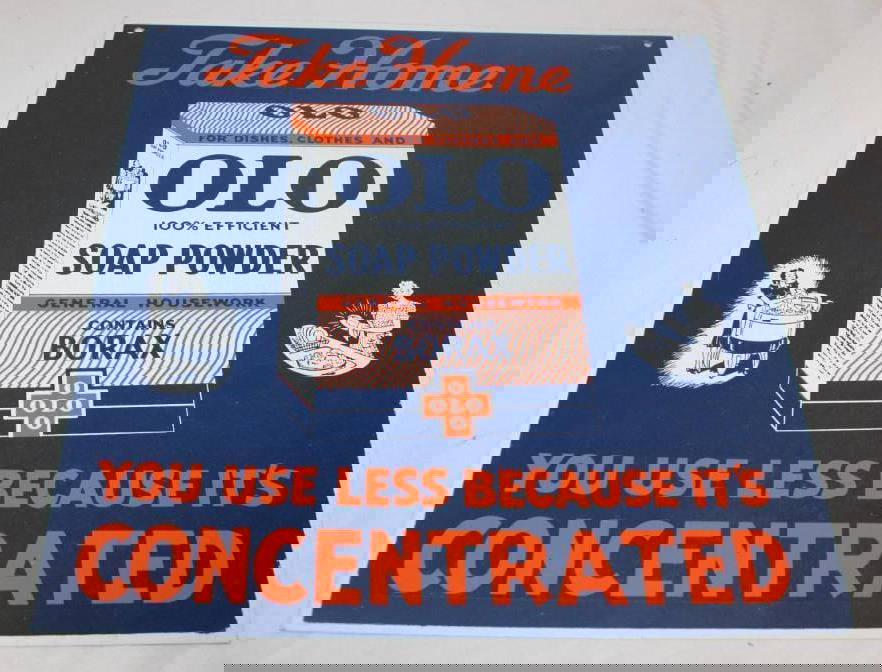 Olo Soap Powder Graphic Advertising Sign Auction