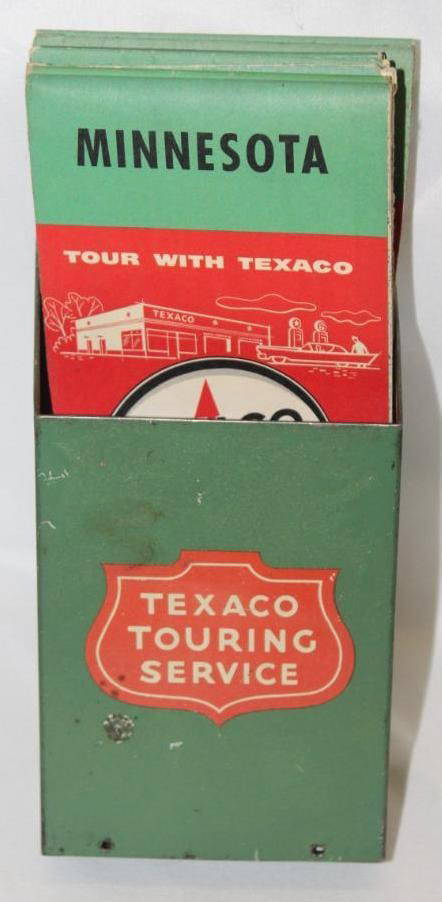 Texaco Touring Service Map Rack Holder Display With 21 Texaco Maps Auction