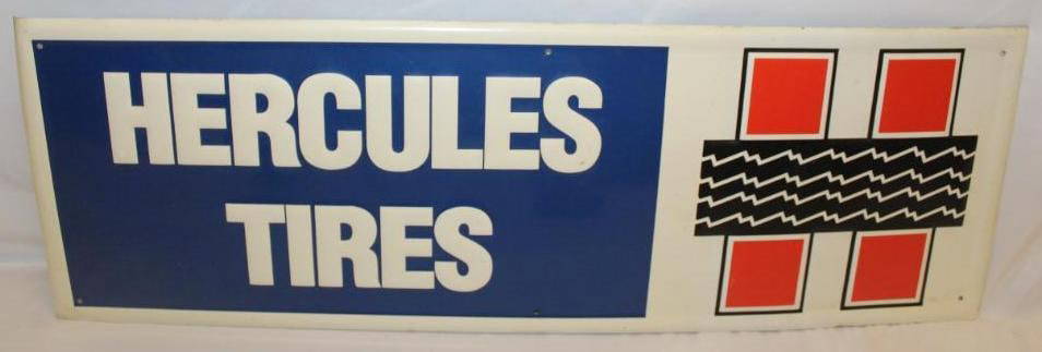 Hercules Tires Embossed Tin Advertising Sign Auction