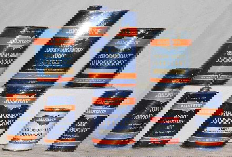 Group Of 8 Allstate Oil And Grease Cans Auction