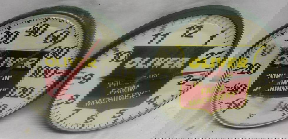 Group Of 2 Oliver Farm Machinery Tractors Clock And Thermometer Auction