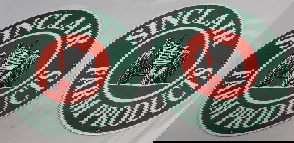 Pair Of Sinclair Farm Products Porcelain Fantasy Signs Auction