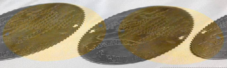 Group Of 2 Brass E & J Mfg Model 376 Headlight Emblems Auction