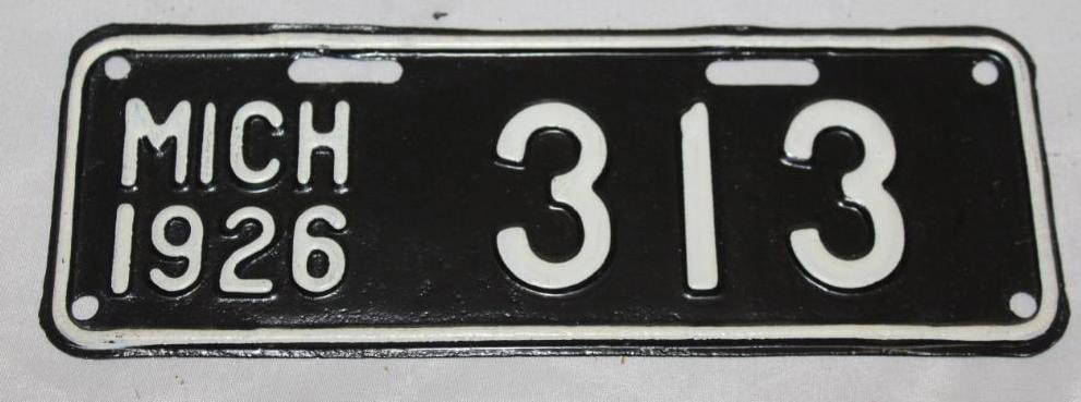 1926 Michigan Motorcycle License Plate - 3 Digit Auction