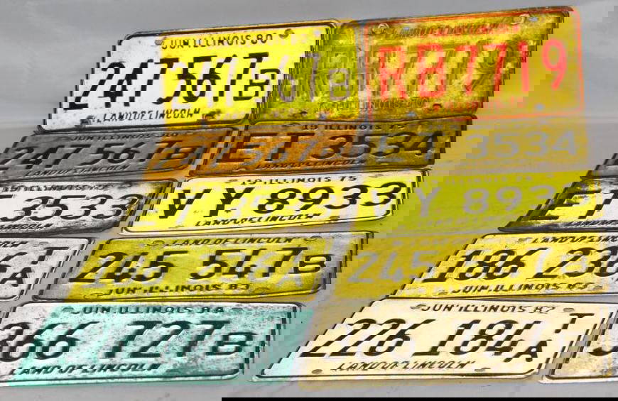 Group Of 10 1970's & 1980's Illinois Il License Plates Auction