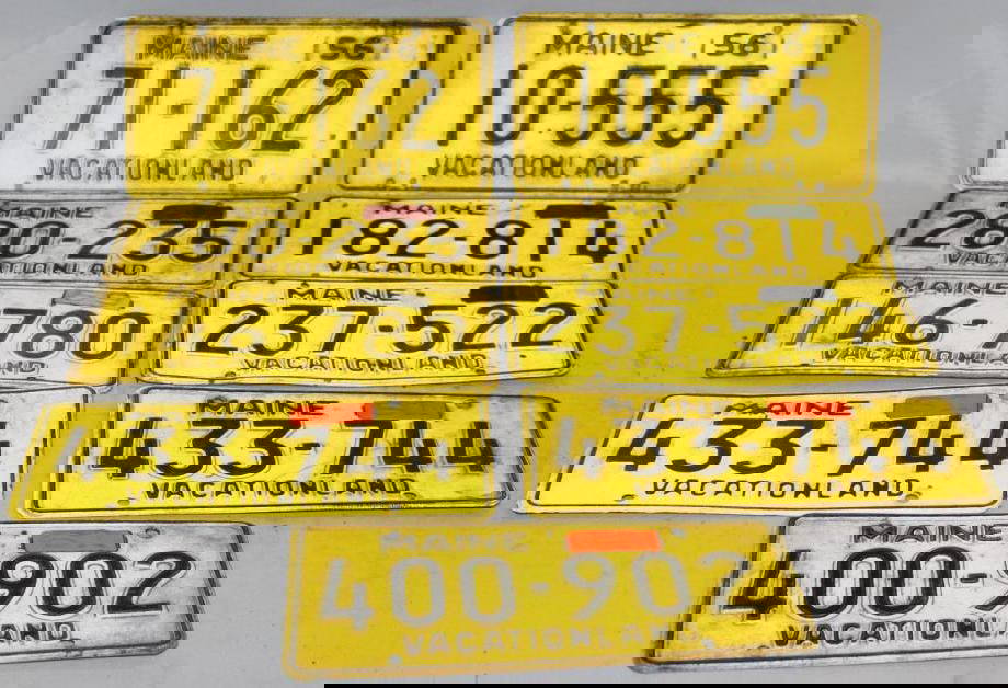 Group Of 9 1950's & 1960's Maine Me License Plates Auction