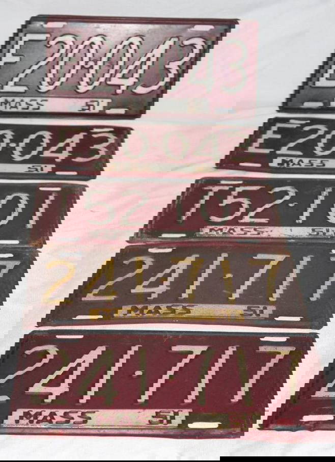 Group Of 5 1951 Massachusetts Ma License Plates Auction