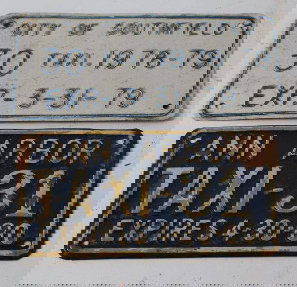 Group Of 2 Ann Arbor And South Field Mi Michigan Taxi License Plates ...