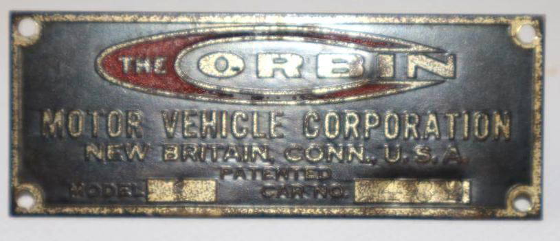 1908 Corbin Motor Vehicle Corp Serial Data Tag Auction