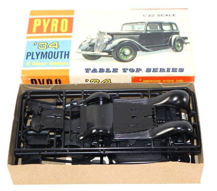 1934 Pyro Plymouth Sedan 1/32 Scale Model Tin Toy Car W/ Box Auction