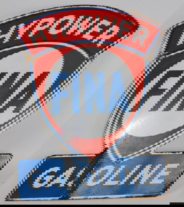 Fina Hypower Gasoline Porcelain Pump Plate Sign Auction