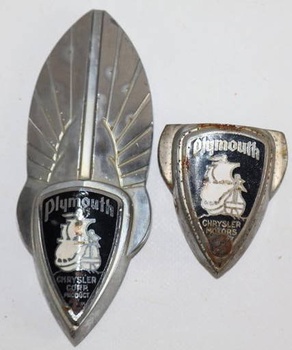 Group Of 2 1934 1936 Plymouth Radiator Emblem Badge