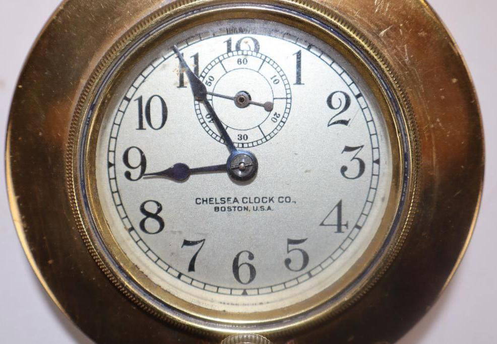 Early Chelsea Clock Company Brass Wind Up Automobile Dash Clock Auction