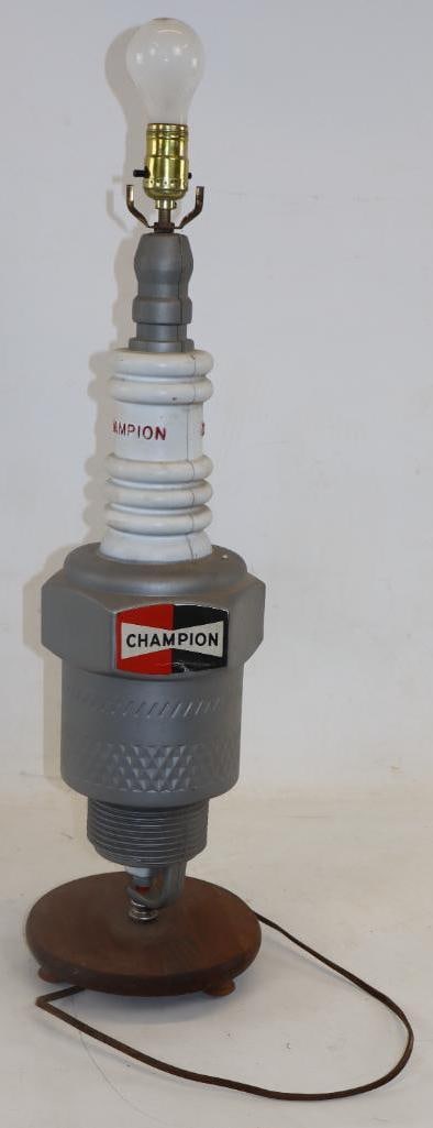 Plastic Champion Light Up Spark Plug Lamp Auction