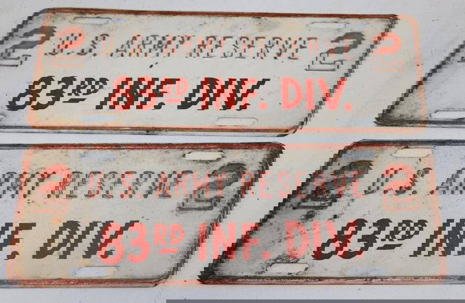 Group Of 2 Us Army Reserve 83rd Infantry Division License Plate ...