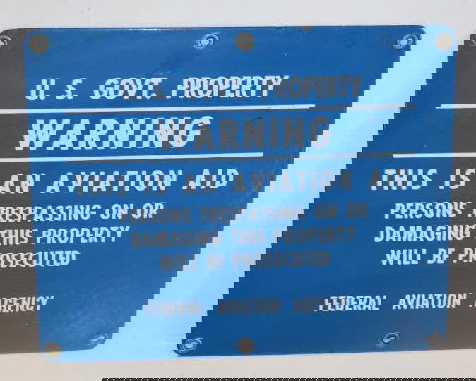 Single Sided Porcelain U.s. Government Property Warning Federal ...