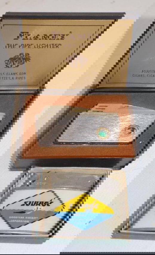 Group Of 2 Flamex And Lansing Advertising Lighters In Original Boxes ...