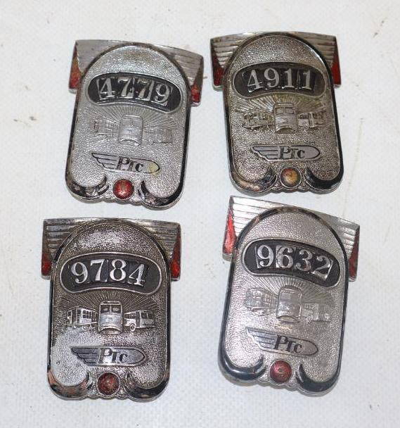 Group Of 4 Prc Bus And Train Hat Badges Auction