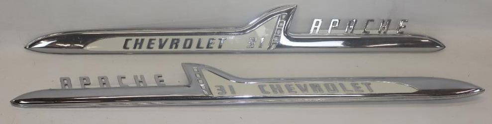 Pair Of 1950's Chevrolet 31 Apache Pickup Truck Fender Side Emblems Auction