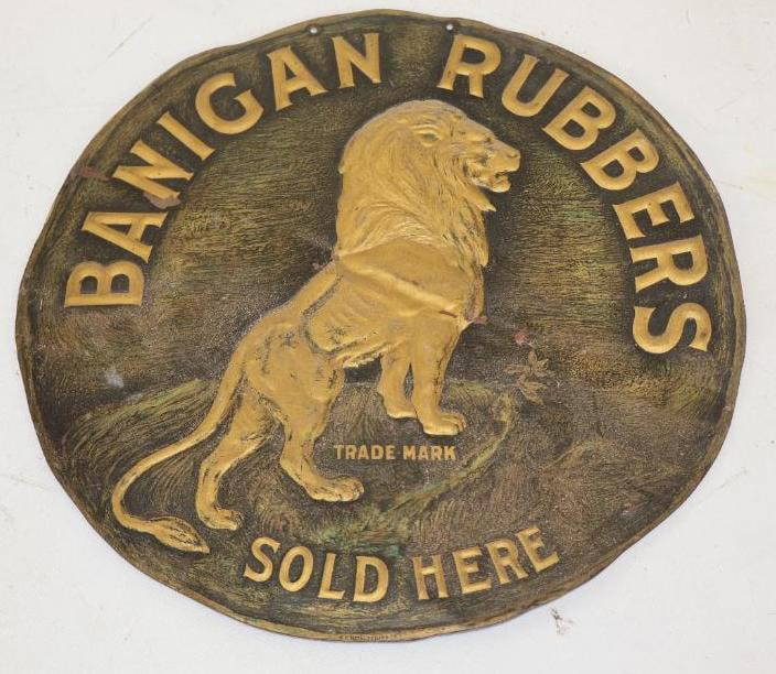 Embossed Banigan Rubbers Sold Here Single Sided Advertising Sign (us ...
