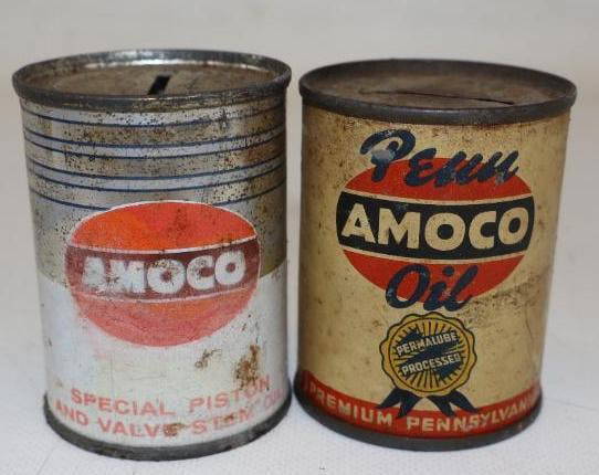 Group Of 2 Amoco And Penn Amoco Oil Can Banks Auction