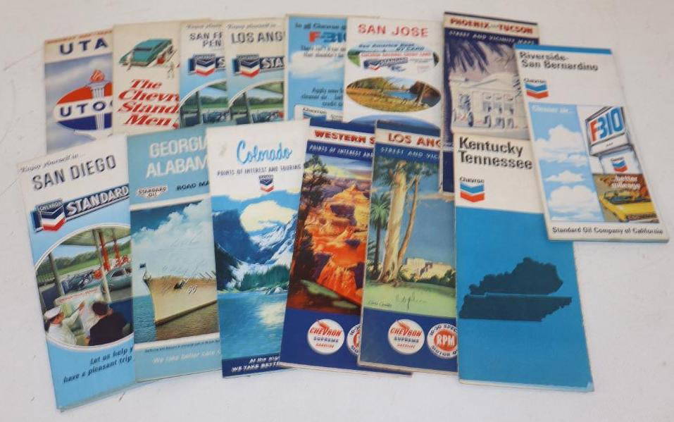 Group Of 14 Chevron And Utoco Advertising Gas Station Maps Auction