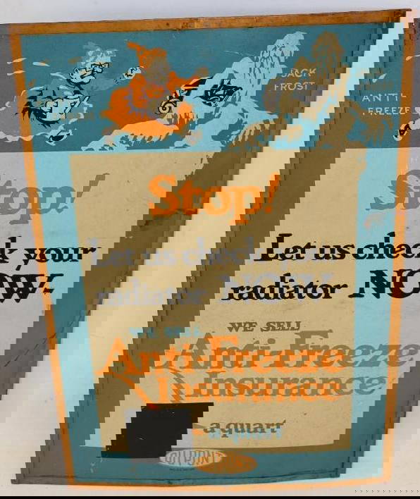 1920's Graphic Dupont Anti-freeze Cardboard Sign By Kemper-thomas Auction