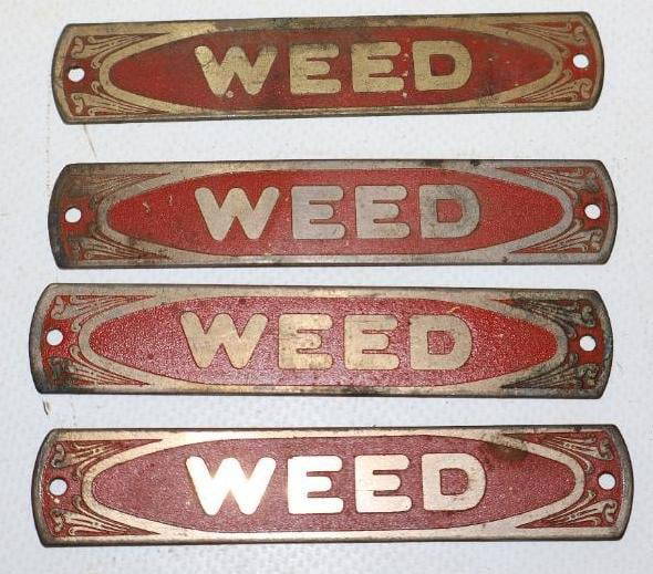 Group Of 4 Brass Weed Chain Tags Auction