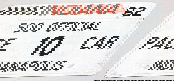 Indiana 1967 Indy 500 Pace Car No. 1 Plate