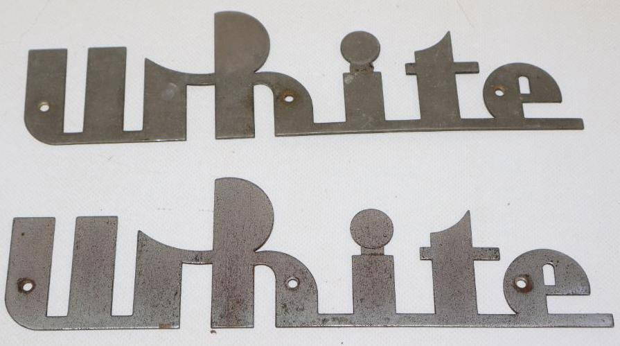 Pair Of White Motor Car Co Radiator Script Emblems Auction