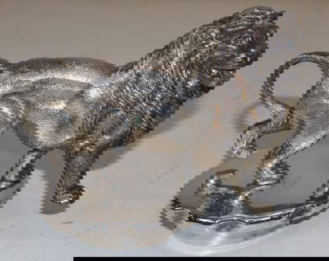 1920's Lion Hood Ornament Radiator Mascot Mounted On Chromed Brass Cap ...