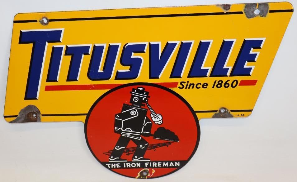 Titusville Iron Fireman Ssp Porcelain Sign - Jun 21, 2025 | Check The ...