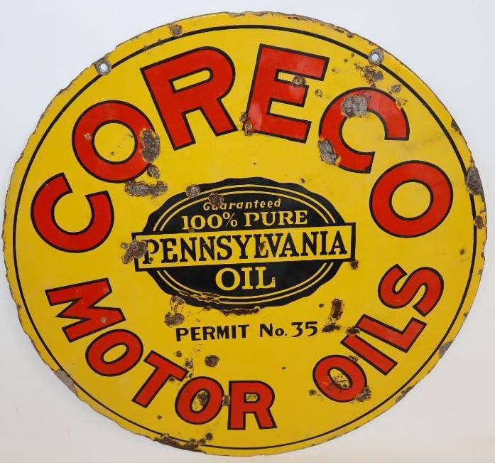 Coreco Motor Oils Dsp Porcelain Curb Sign Auction