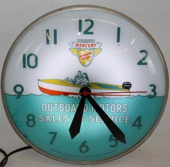 Mercury Outboard Motors Sales And Service Advertising Clock Auction