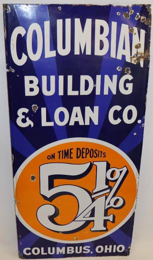 Columbian Building & Loan Of Columbus Oh Ssp Porcelain Roadside ...