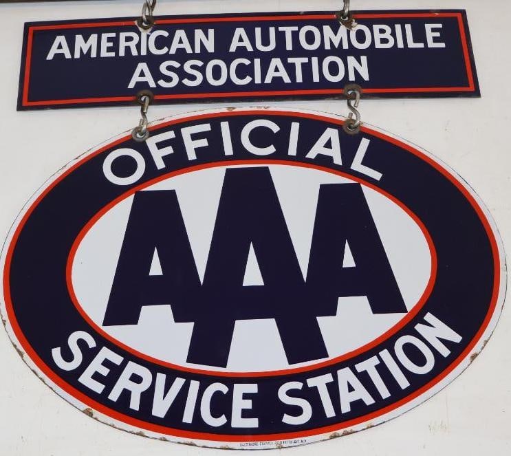 American Automobile Association Aaa Service Station Porcelain Hanger ...