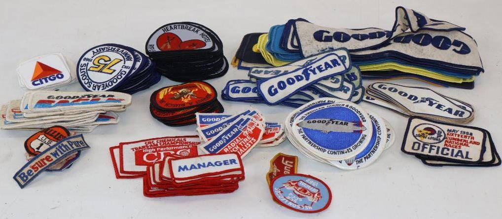 Group Of 200 Advertising Coat Patches And Goodyear Stickers Auction