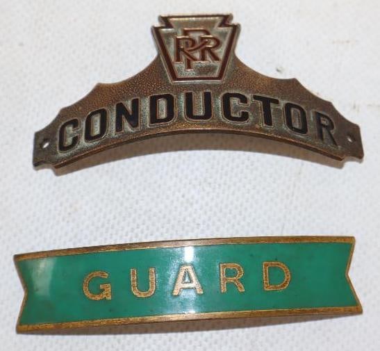 Group Of 2 Pennsylvania Railroad Cloisonne Conductor & Guard Hat Badges ...