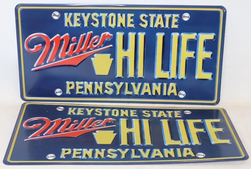 Group Of 2 Miller High Life Embossed Pennsylvania License Plate ...