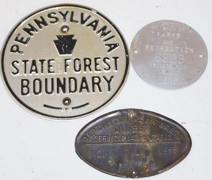 Group Of 3 Pennsylvania State Forrest Boundary, Quebec Forrest Tag, And ...
