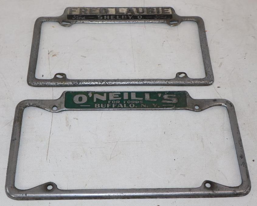 Group Of 2 Embossed Ford Dealership Advertising License Plate Frames ...