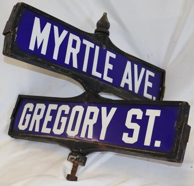 Myrtle Ave And Gregory St Intersection Porcelain Street Signs Auction