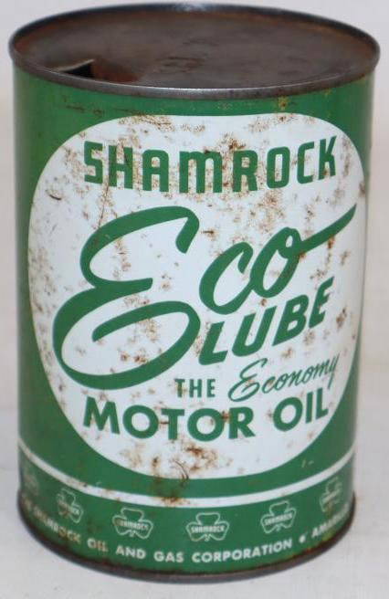 Shamrock Echolube One Quart Metal Oil Can Auction