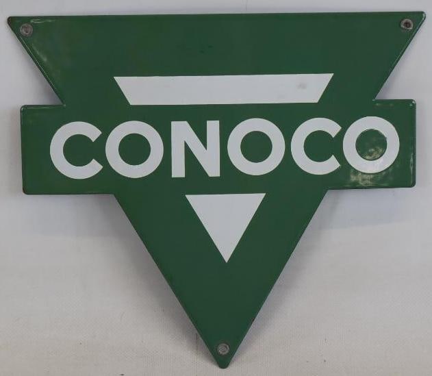 Porcelain Conoco Advertising Gas Pump Plate Auction