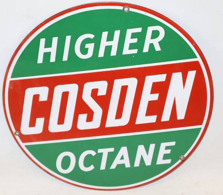 Cosden Higher Octane Ssp Porcelain Pump Plate Sign Auction