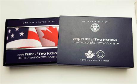 2019 Pride Of Two Nations 2 Coin Set Canadian And Us