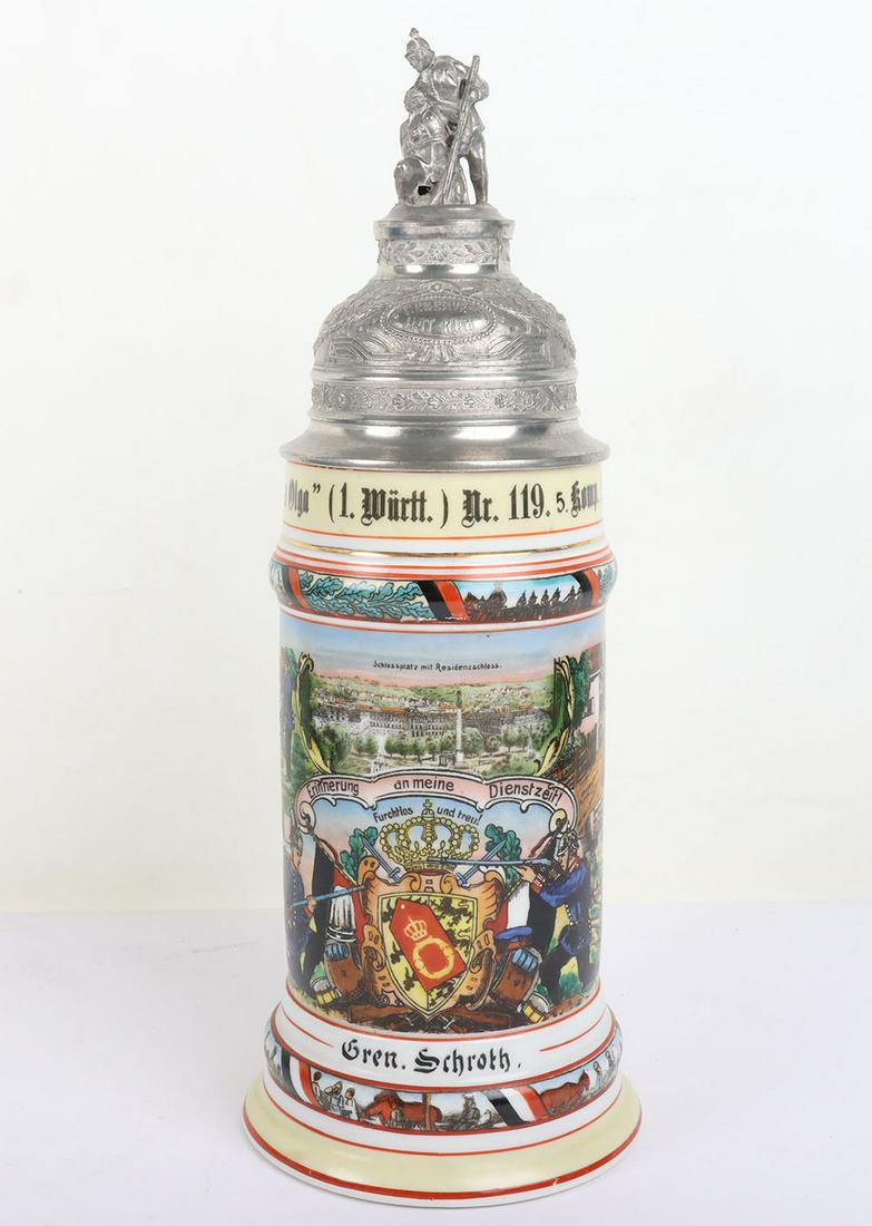 Imperial German Regimental Stein Of Wurttemberg Grenadier Regiment ...