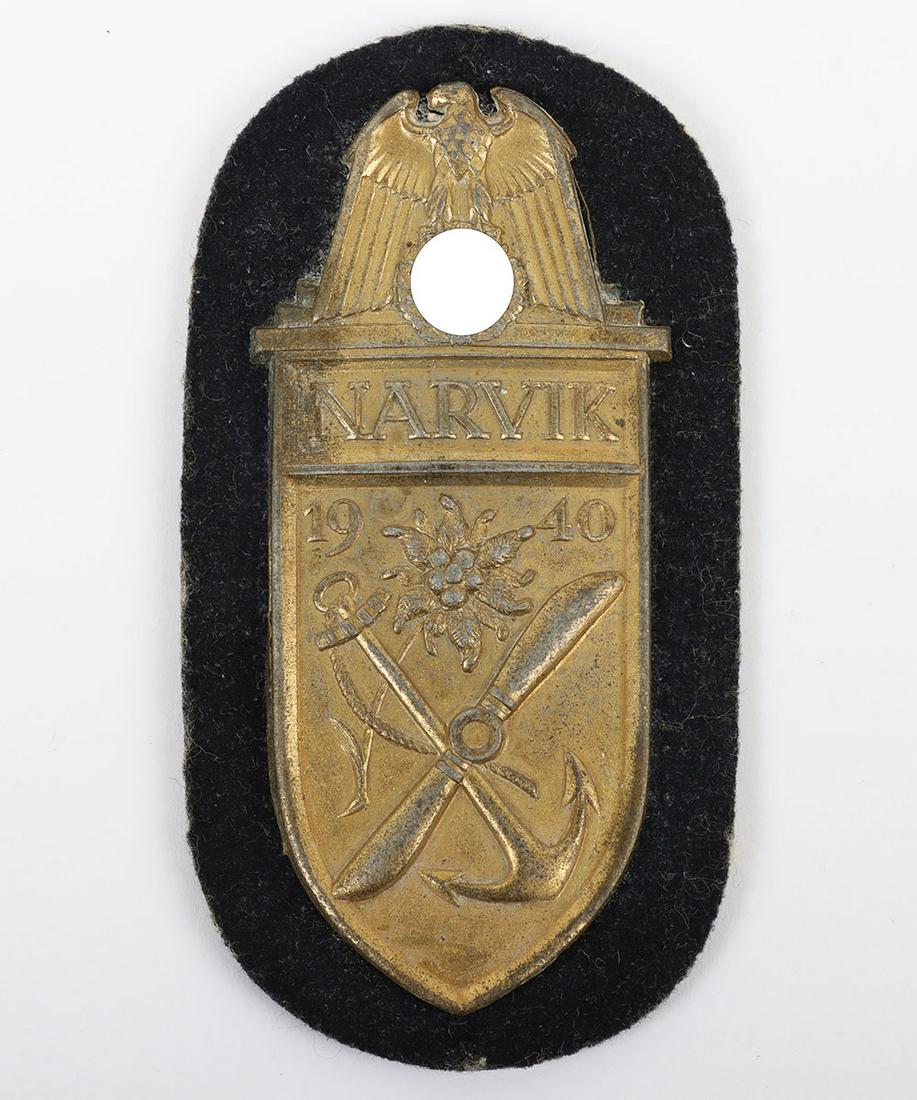 Ww2 German Kriegsmarine Issue Narvik Campaign Shield Auction